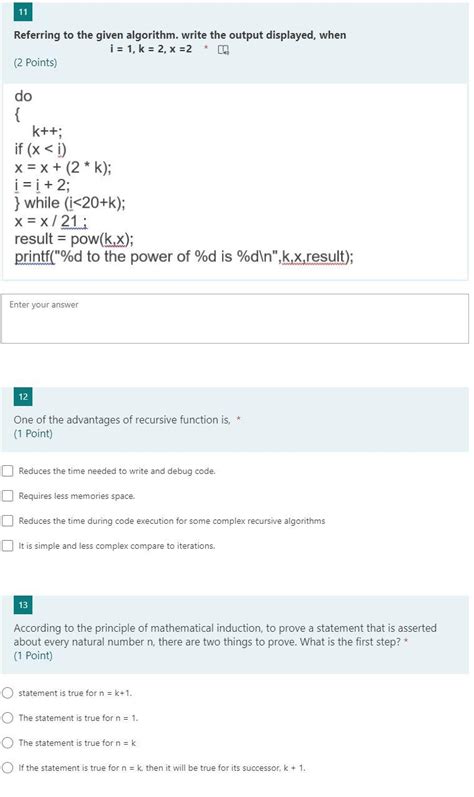 Solved 11 Referring To The Given Algorithm Write The Output