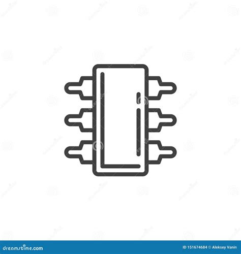 Microcircuit Chip Line Icon Stock Vector Illustration Of Symbol Linear