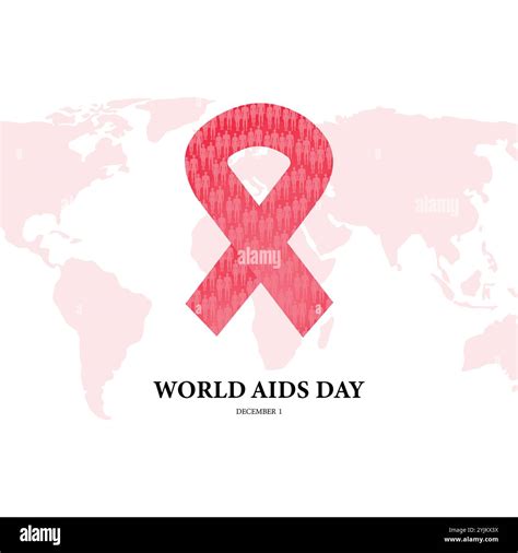 World Aids Day December 1 Flat Vector Illustration Red Ribbon To