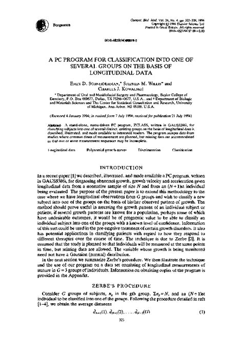 Pdf A Pc Program For Classification Into One Of Several Groups On The