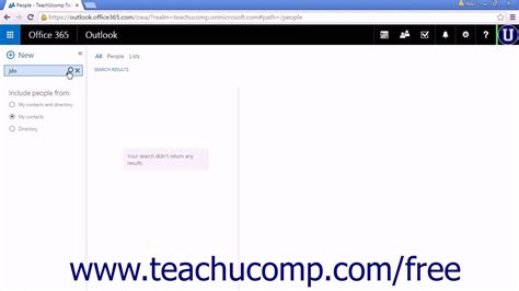 Outlook Web App Tutorial Finding Contacts 2015 Microsoft Training Youtube