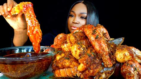 King Crab Seafood Boil Deshelled Seafood Seafood Boil Mukbang