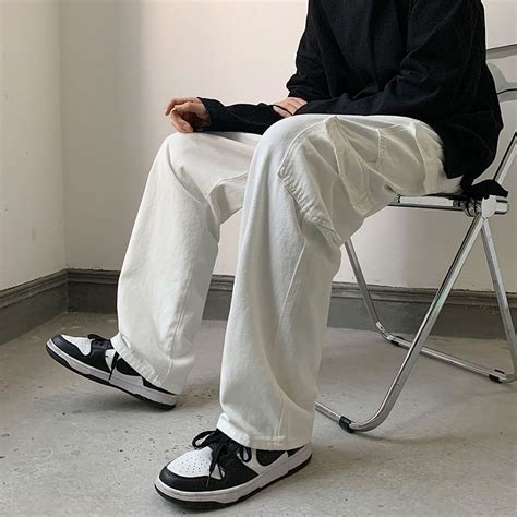 Jeans De Perna Larga Masculina Estilo Japonês Retrô Combina Tudo