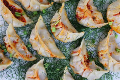 찐 모모 닭고기와 혼합 야채로 채워진 흰 밀가루와 물 반죽 칠리 오일 회향 침대에 뿌려 다진 파와 고수 잎으로 장식 한 풀 프레임 이미지 높은 전망 0명에 대한 스톡 사진