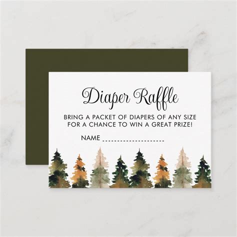 Woodland Baby Shower Diaper Raffle Enclosure Card Zazzle