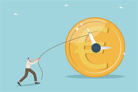 Man Pulling Clock Hands On Euro Coin 41441268 Vector Art At Vecteezy