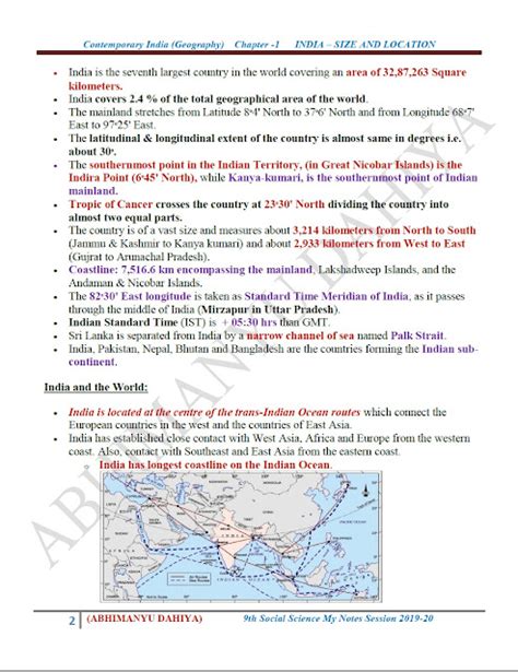 Class 9 Geography Chapter 1 India Size And Location English Medium