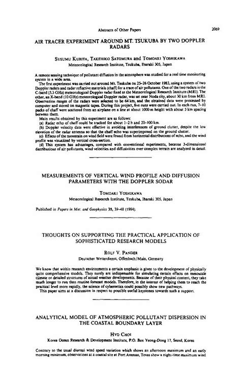 Pdf Analytical Model Of Atmospheric Pollutant Dispersion In The