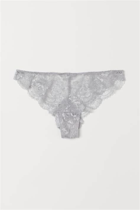 Spitzenslip Brazilian - Niedriger Bund - Silberfarben - Ladies | H&M DE