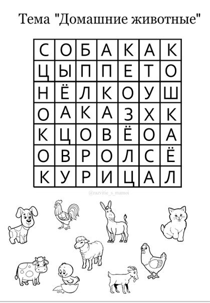 Найди слова спрятанные в кроссворде используя картинки Наталья