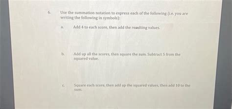 Solved Use The Summation Notation To Express Each Of The Chegg