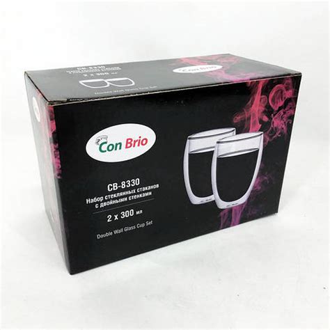Кружки для чая Con Brio CB-8330-2 300 мл 2 шт, Двойные прозрачные чашки ...