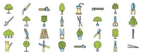 Tree Trimming Icons Set Color Line Vector Art At Vecteezy