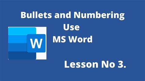 How To Use Bullets And Numbering In Ms Word 2016 Hindiurdu Class 3