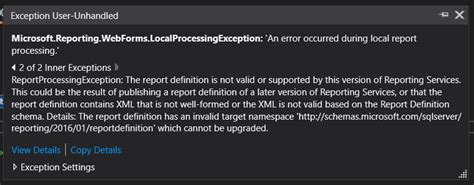 Webforms The Report Definition Has An Invalid Target Namespace Issue