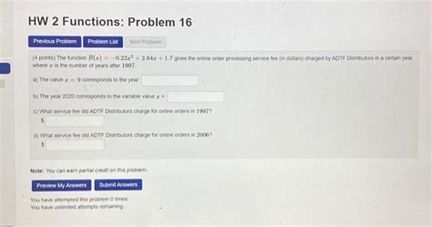 solved hw 2 functions problem 16 previous problem problem