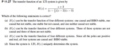 Solved The Transfer Function Of An Lti System Is Given By Chegg