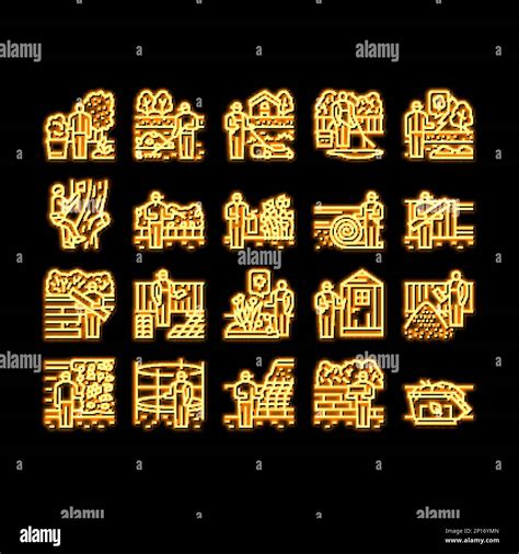 Garden Landscape Lawn Landscaping Neon Glow Icon Illustration Stock