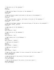 Lab2 Queriesbasic Sql What Pets Are In The Database Select
