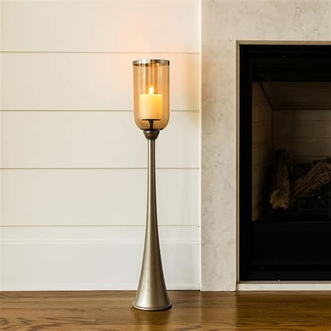 Striking Tall Candle Holder Modern Metal And Glass Floor Candle Stand