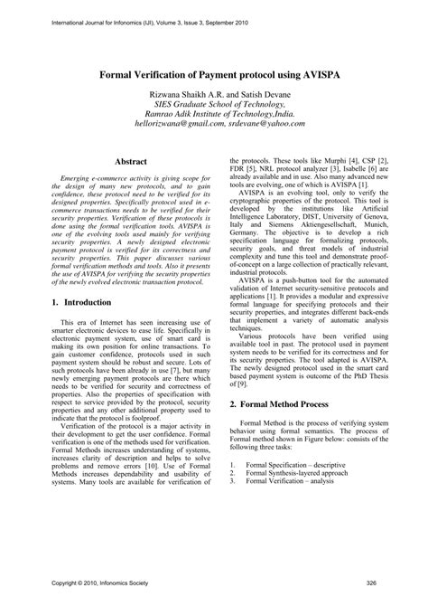 Pdf Formal Verification Of Payment Protocol Using Avispa