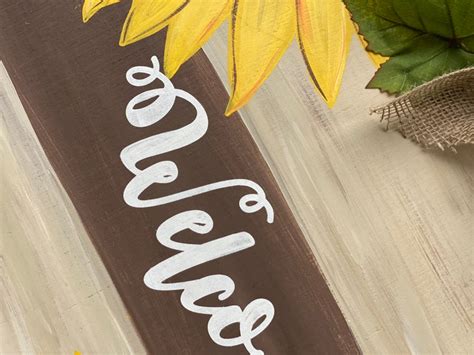 Welcome Sunflower Door Hanger Wood Door Hanger Sunflower Etsy