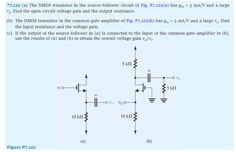 solved 7 122 a the nmos transistor in the source follower circuit