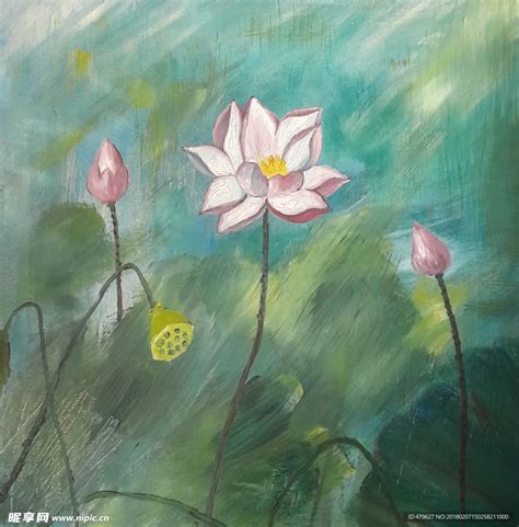 油画荷花摄影图 美术绘画 文化艺术 摄影图库 昵图网