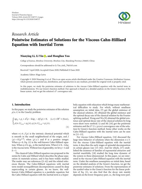Pdf Pointwise Estimates Of Solutions For The Viscous Cahn Hilliard Equation With Inertial Term