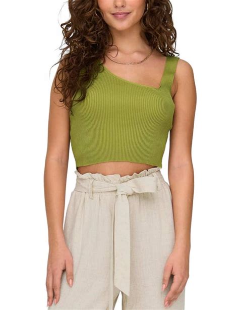 Top Only Tatianna Verde Asimétrico Escote En V Para Muje