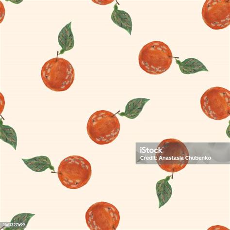 Orange In A Seamless Pattern Watercolor Illustration Stock Illustration
