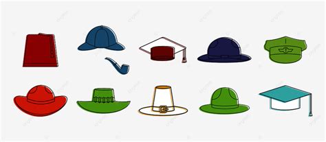 Hats Icon Set Color Outline Headwear Mexico Hats Png And Vector With