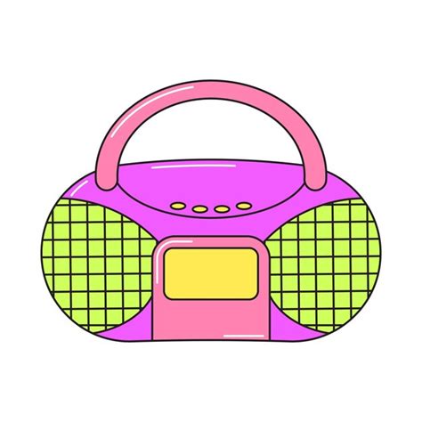 Premium Vector Retro Music 90s Radio And Tape Cassette Player Funky Colorful Design Colorful