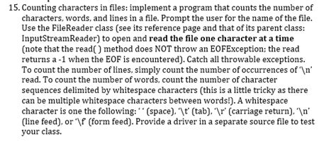 Solved 15 Counting Characters In Files Implement A Program