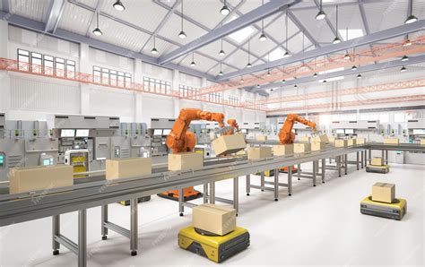 Premium Photo Automation Factory Or Cargo With Robot Arms And Warehouse Robots