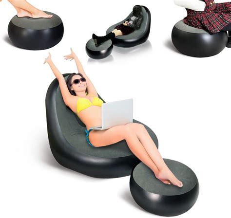Nevife Sillón Inflable Con Otomana Sofá Inflable Portátil Tumbona De