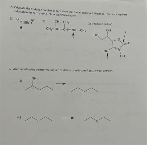 Solved Calculate The Oxidation Number Of Each Atom That Chegg