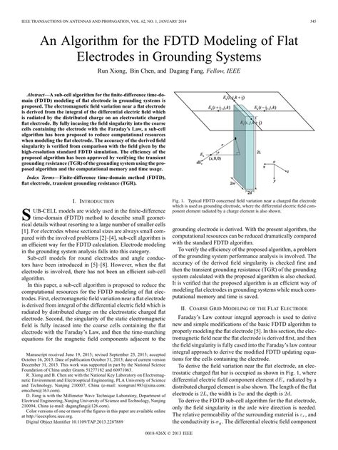 Pdf An Algorithm For The Fdtd Modeling Of Flat Electrodes In Grounding Systems