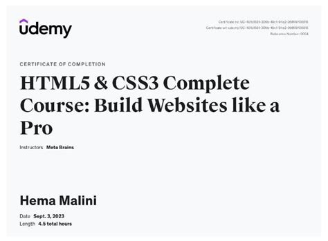 Hema Malini On Linkedin Html5 Css3 Udemy Certified Webdevelopment