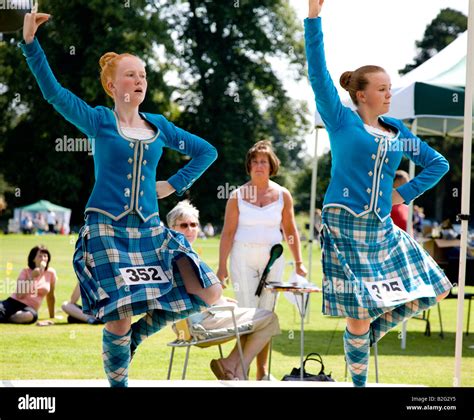 Young Girls Traditional Scottish Highland Dancing During The Langholm