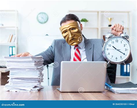 Businessman Wearing Mask In Hypocrisy Concept Stock Image Image Of