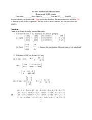 CS 3333 Math Found HW4 Matrix Docx CS 3333 Mathematical Foundations