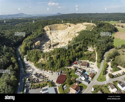 Aerial View Of A Limestone Quarry And Gravel Works Extraction Of Jurassic Limestone From The