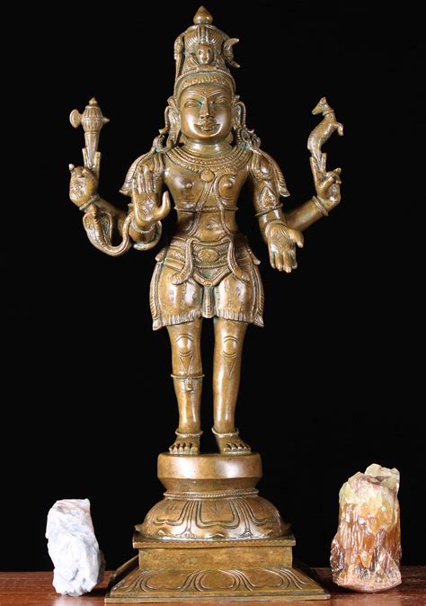 Bronze Standing Shiva Statue Holding Antelope 19 91b109 Lotus