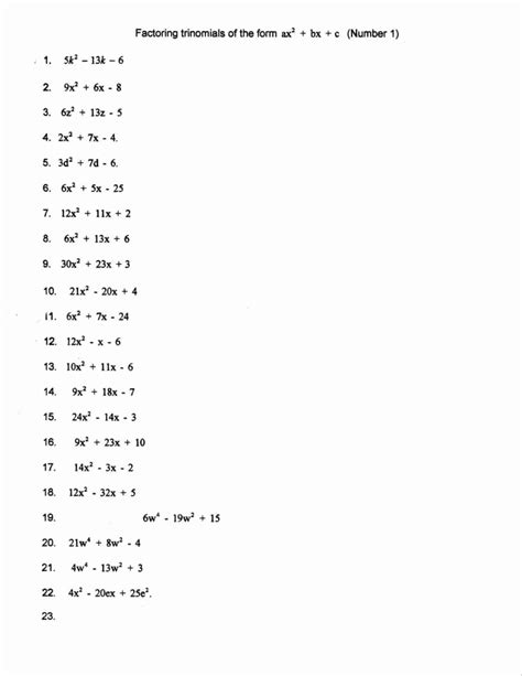Algebra Polynomials Worksheet