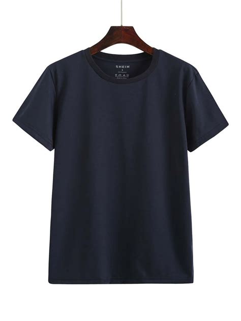 Solid Crew Neck Tee Navy Blue