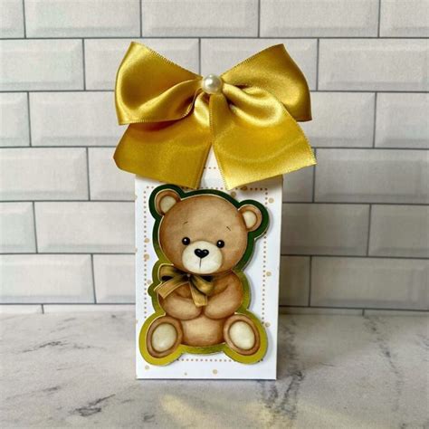 Caixa Milk Personalizada Chá Revelação Urso Dourado Elo7