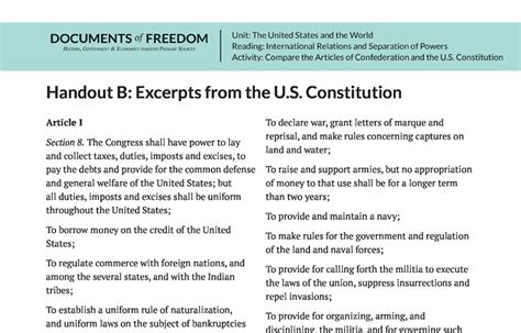 Handout B Excerpts From The Us Constitution Bill Of Rights Institute