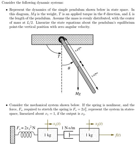 Consider The Following Dynamic Systems • Represent The Dynamics Of The