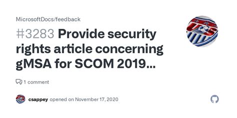 Provide Security Rights Article Concerning Gmsa For Scom 2019 Typo